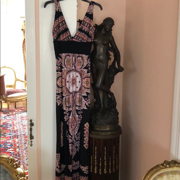 Dresses | Hypnotic Black Multi Color Long Summer Dress M | Poshmark